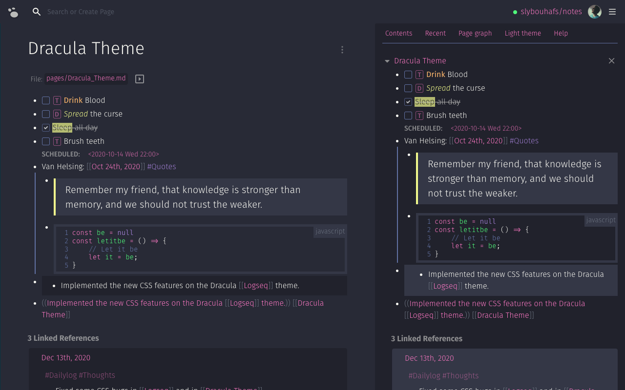 Dracula for Logseq! · Issue #479 · dracula/dracula-theme · GitHub