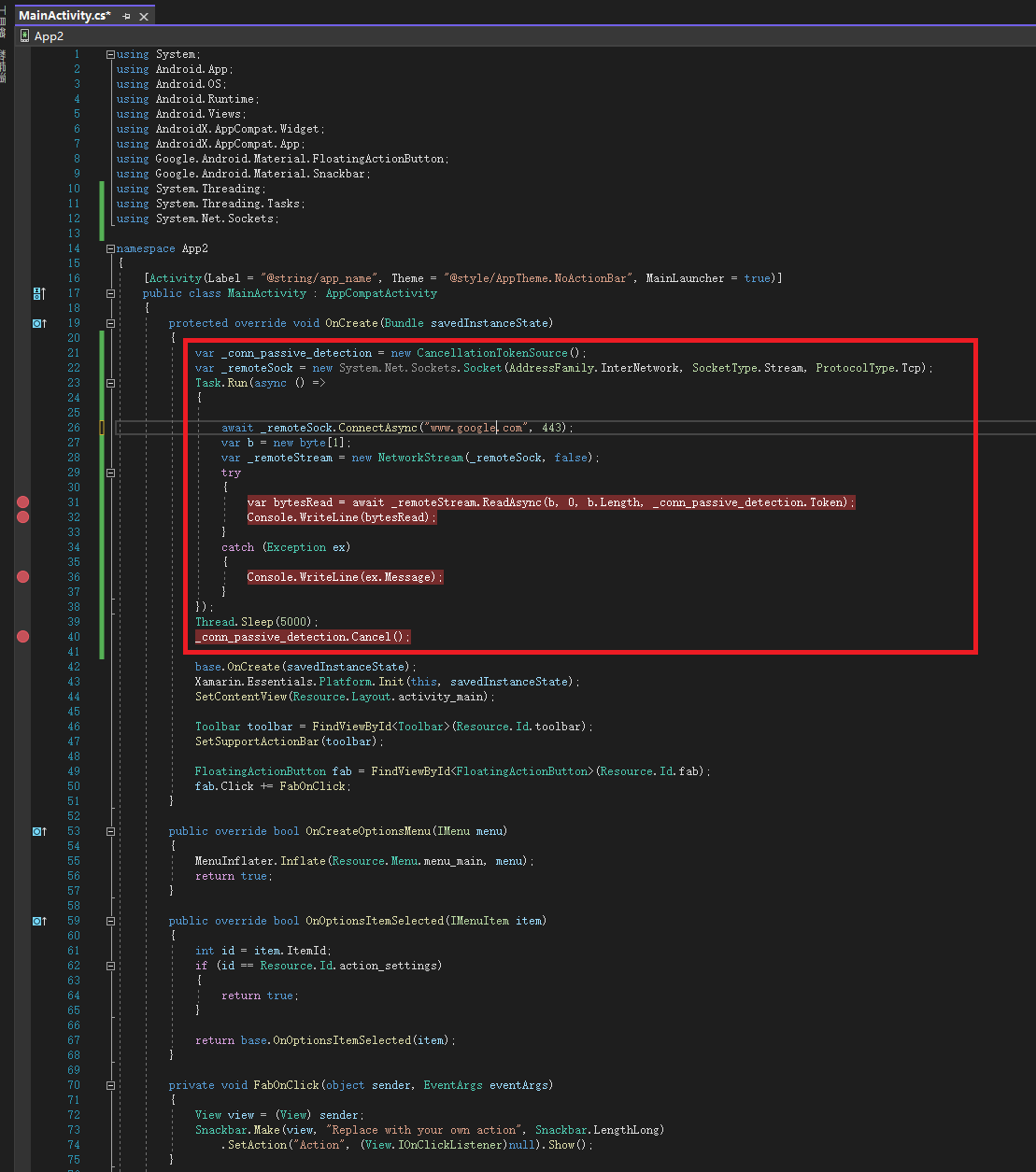 NetworkStream.ReadAsync can't cancel · Issue #7213 · dotnet/android · GitHub