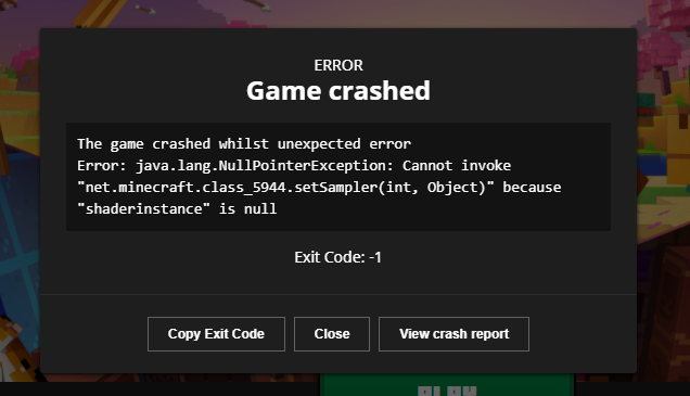 Crashes upon loading a world Exit Code: -1 · Issue #1160 · Chocohead/OptiFabric · GitHub