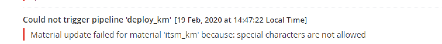 Modification check failed for material: special characters are not ...