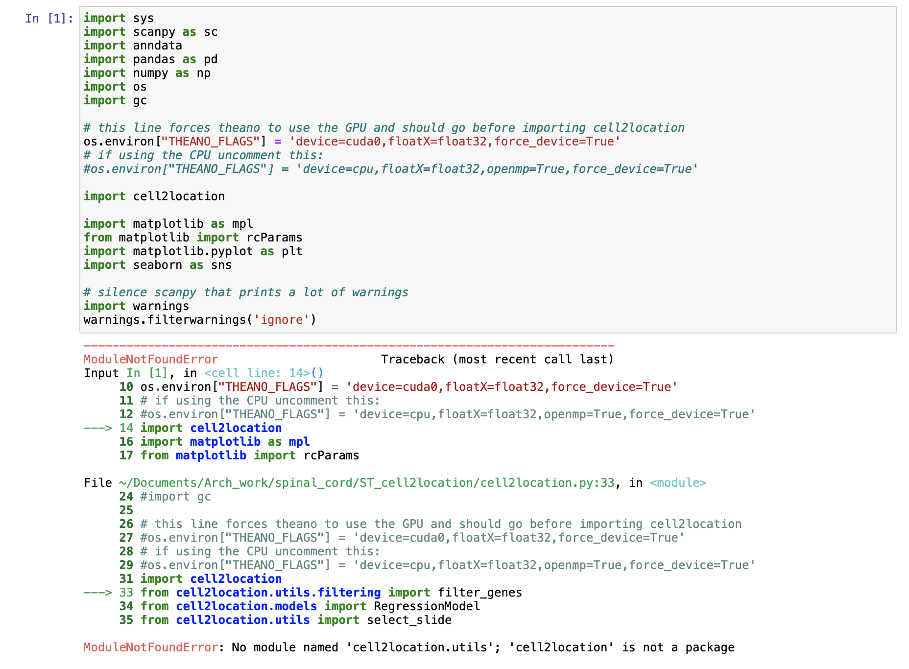 Error: 'cell2location' is not a package while importing libraries. · Issue #153 · BayraktarLab ...