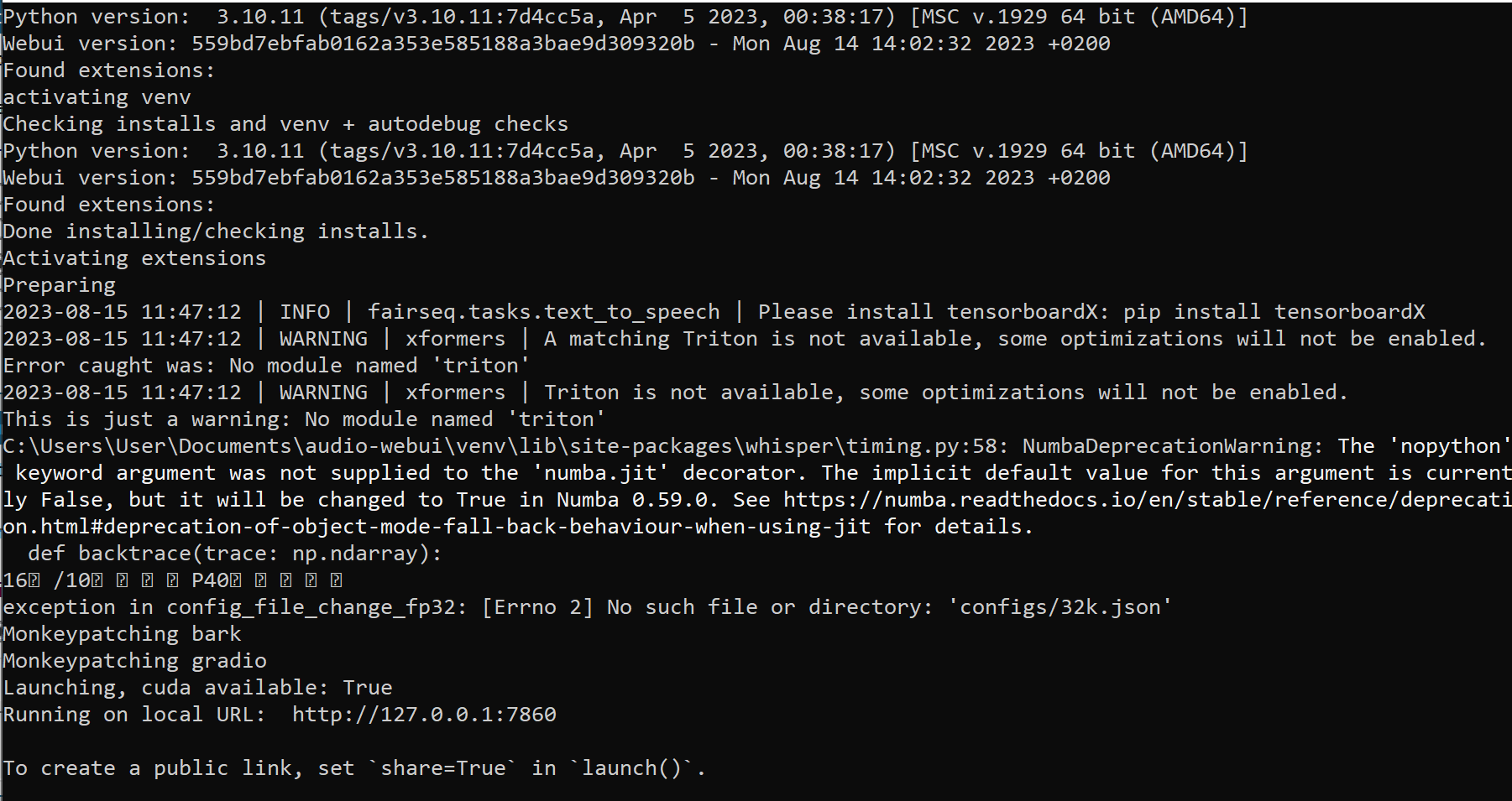 [BUG REPORT] 1.wav contains NaN · Issue #90 · gitmylo/audio-webui · GitHub
