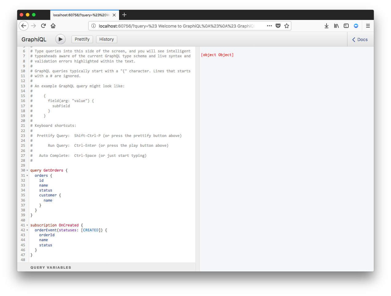 Creating a subscription with a query / mutation present causes a weird ...