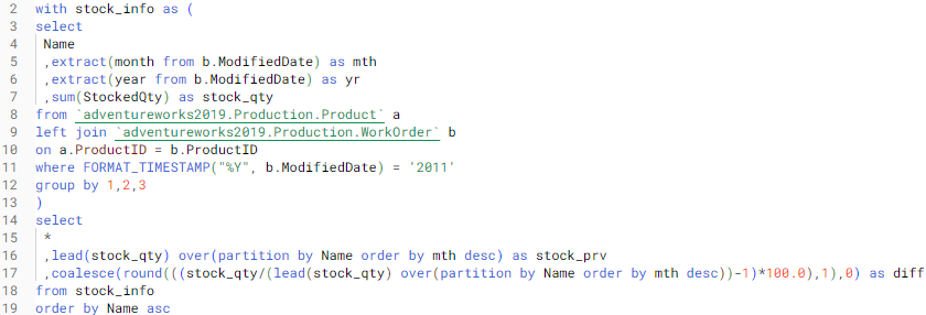GitHub - KayzDo/Explore-Adventureworks2019-Dataset: Utilized SQL in Google BigQuery to write and ...