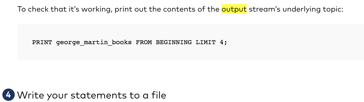 Ksqldb Filtering Tutorial Is Missing Expected Print Topic Output · Issue 374 · Confluentinc