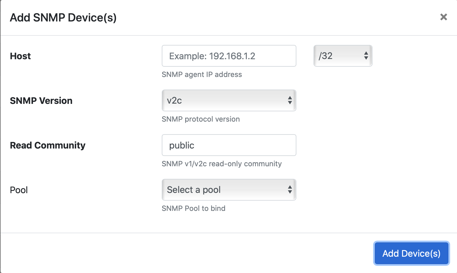 Add ability to select the SNMP pool when adding new devices · Issue #4123 · ntop/ntopng · GitHub