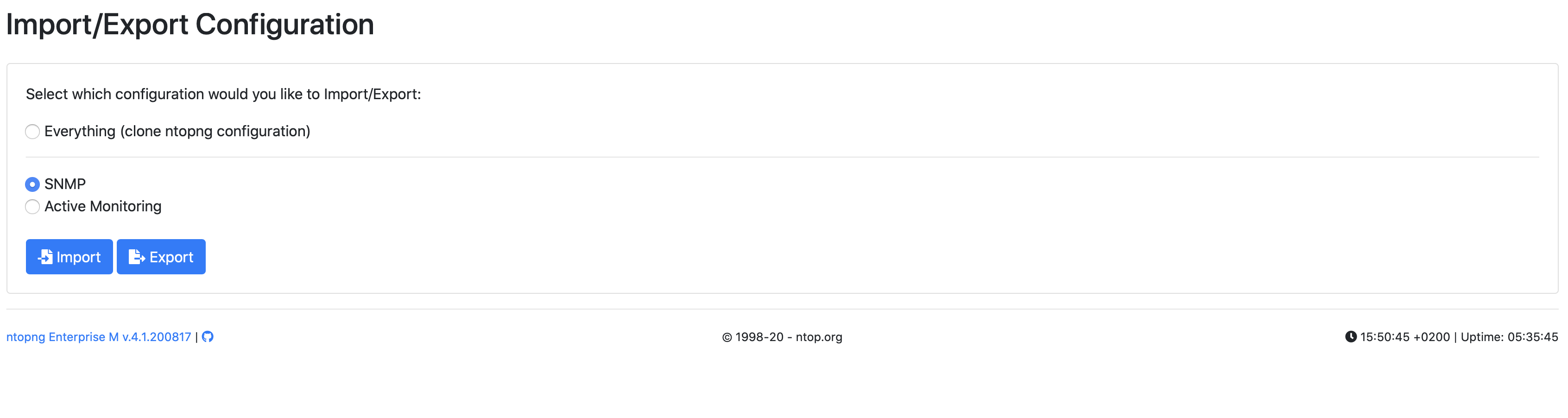Rework Import/Export UI · Issue #4128 · ntop/ntopng · GitHub