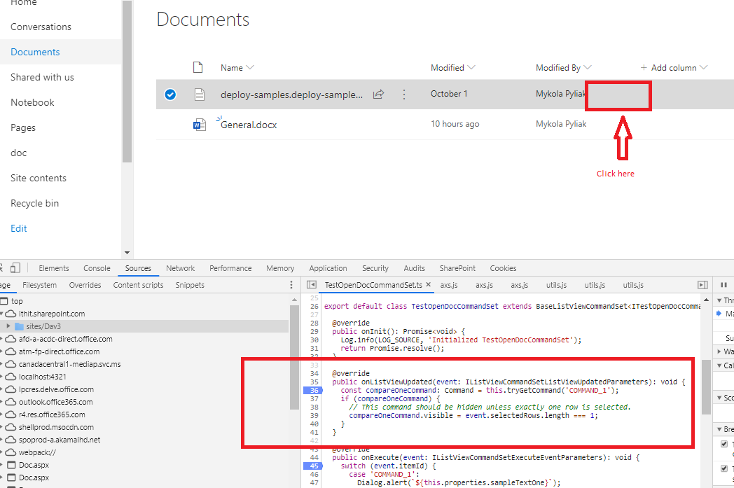 List View Command onListViewUpdated does not fire when you click on a list item itself, not on ...