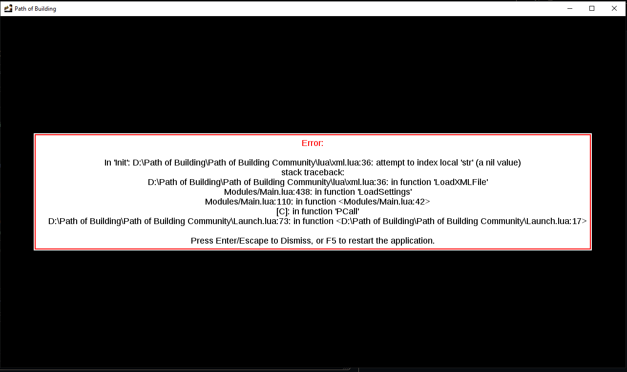 Lua crash on fresh install · Issue #6290 · PathOfBuildingCommunity/PathOfBuilding · GitHub