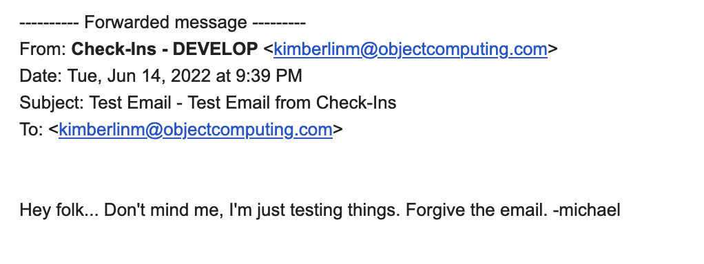 Sent email ignores newlines · Issue #1719 · objectcomputing/check-ins · GitHub