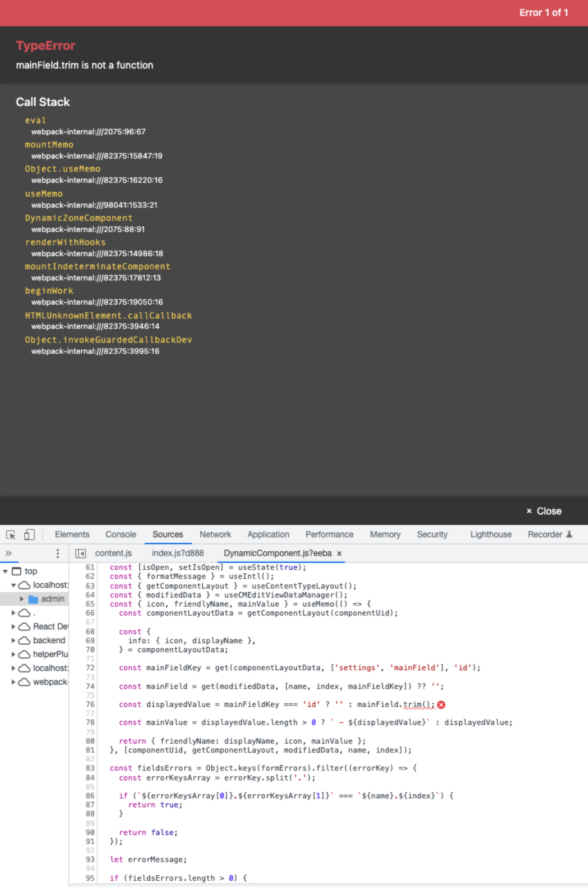 [Bug] Content manager is crashing when dynamic zone display field is not of type string · Issue ...