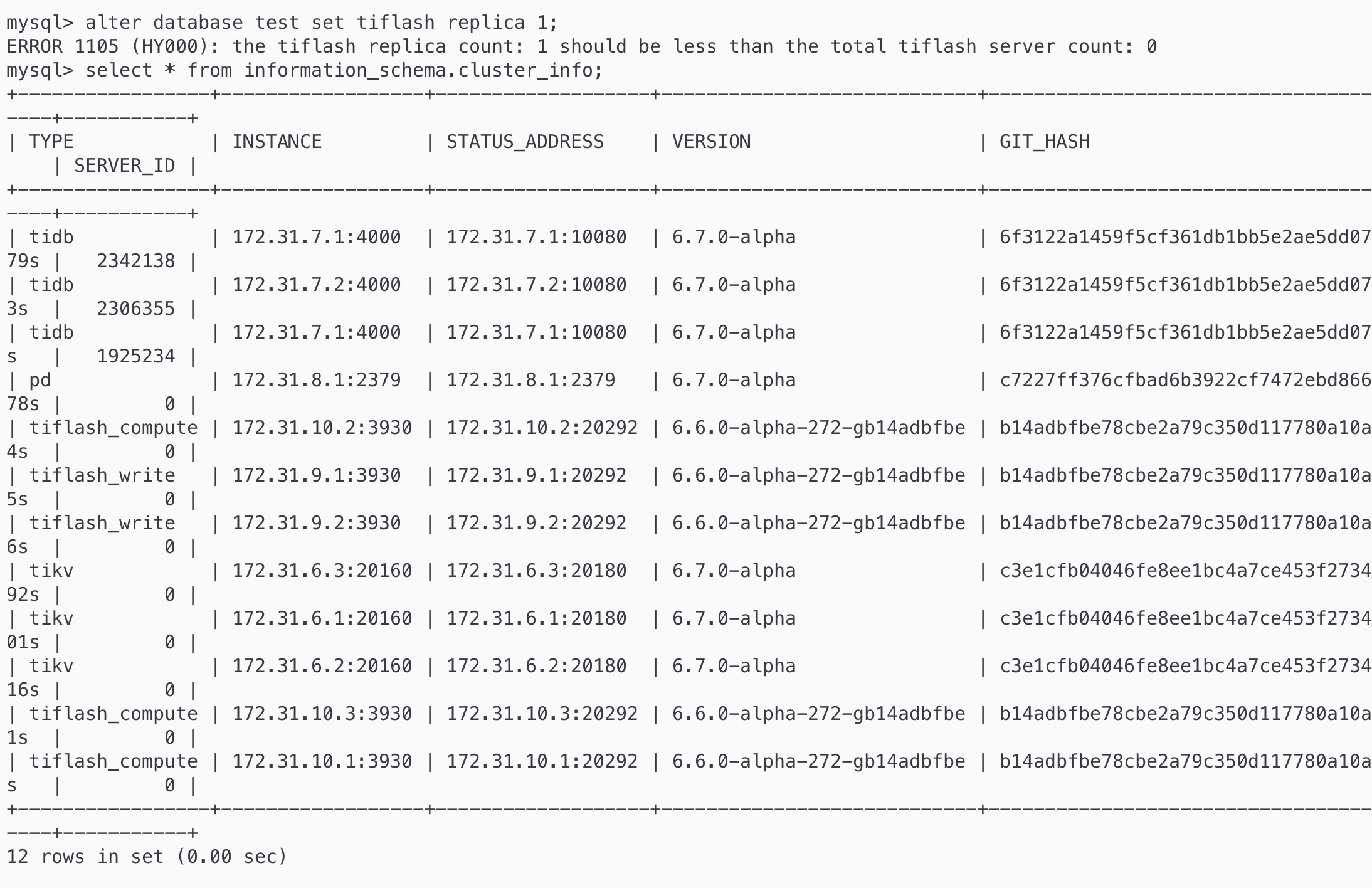 Can't set TiFlash replica in disaggregated mode. · Issue #42245 · pingcap/tidb · GitHub