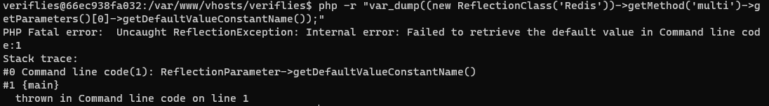 Reflection: getDefaultValue of multi fails · Issue #2044 · phpredis/phpredis · GitHub