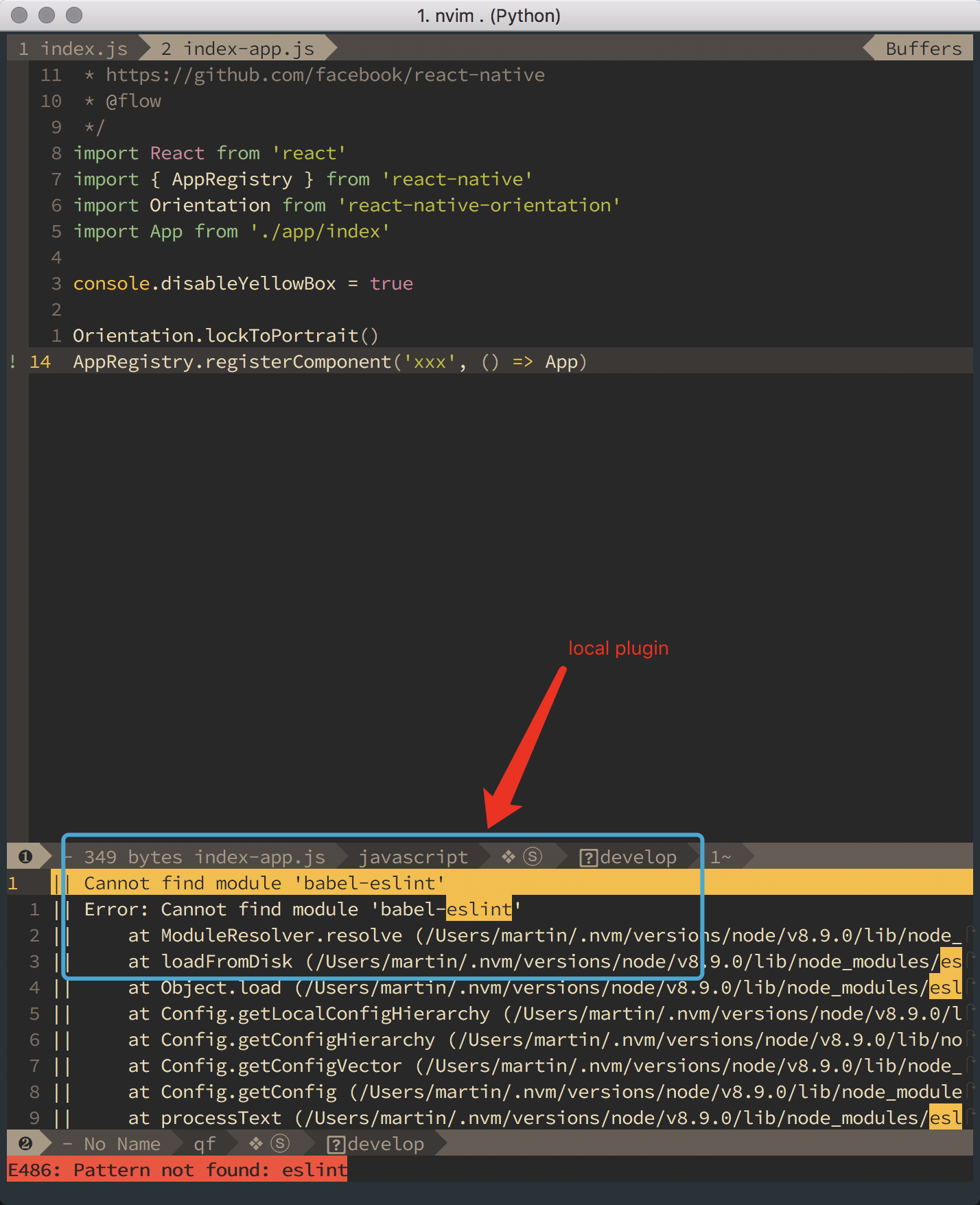 neomake not use local eslint or other local node_module · Issue #1770 · wsdjeg/SpaceVim · GitHub