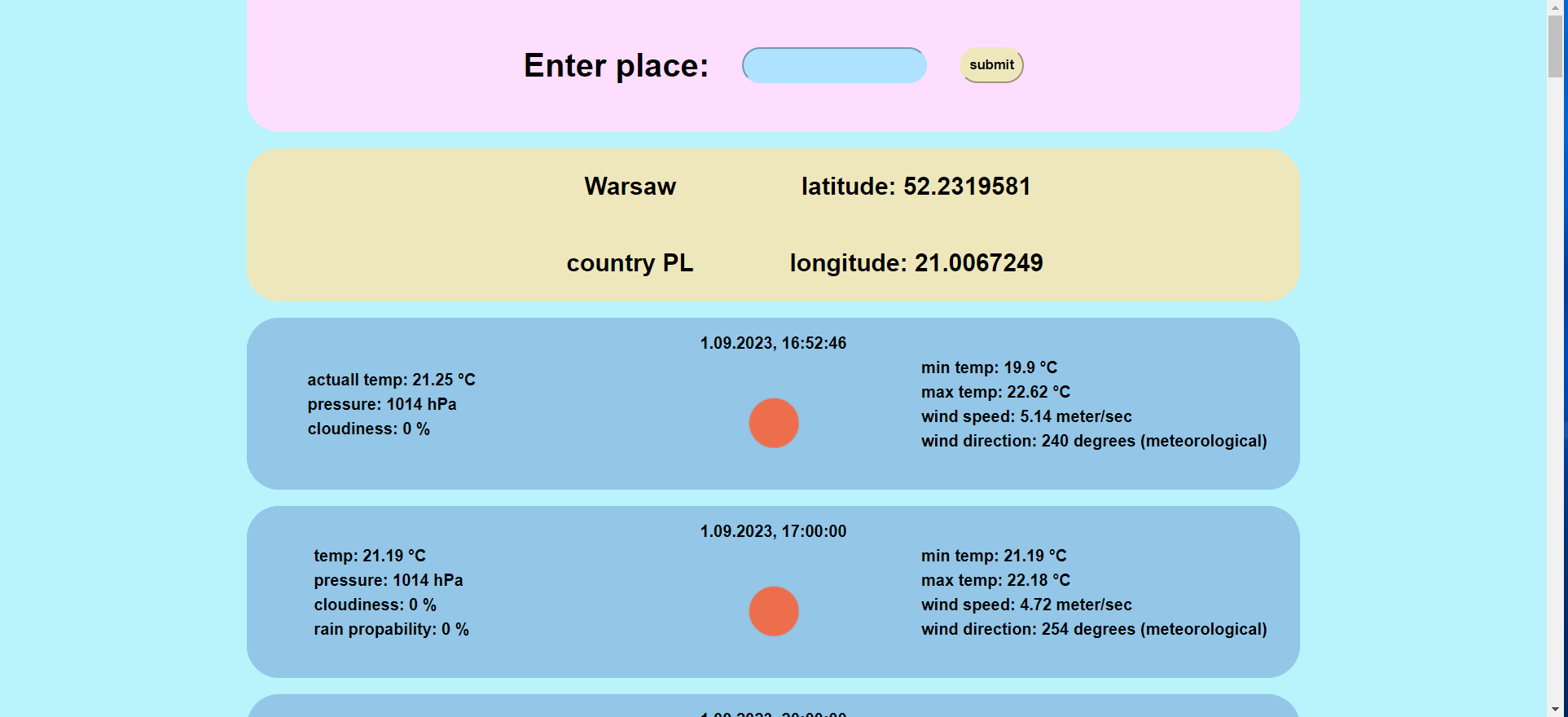 GitHub - dawidryskala/Weather-Forecast-Project: Weather forecast for a given place for 5 days ...