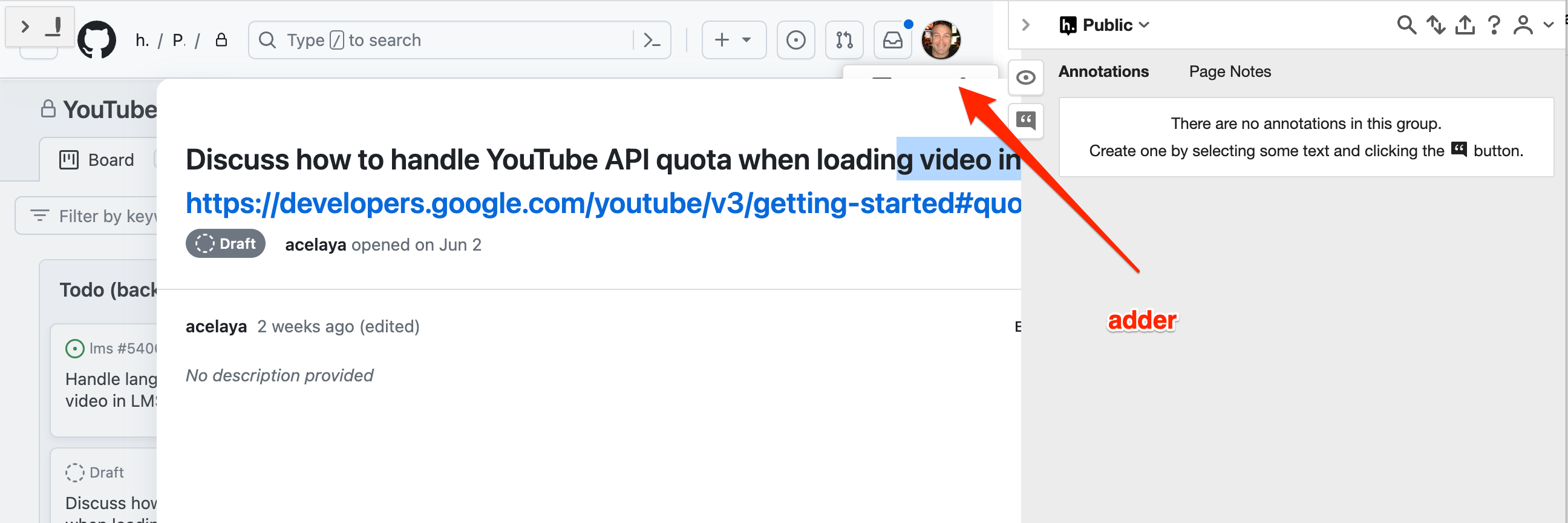 Adder occluded for certain gh views - z-index issue? · Issue #5622 · hypothesis/client · GitHub