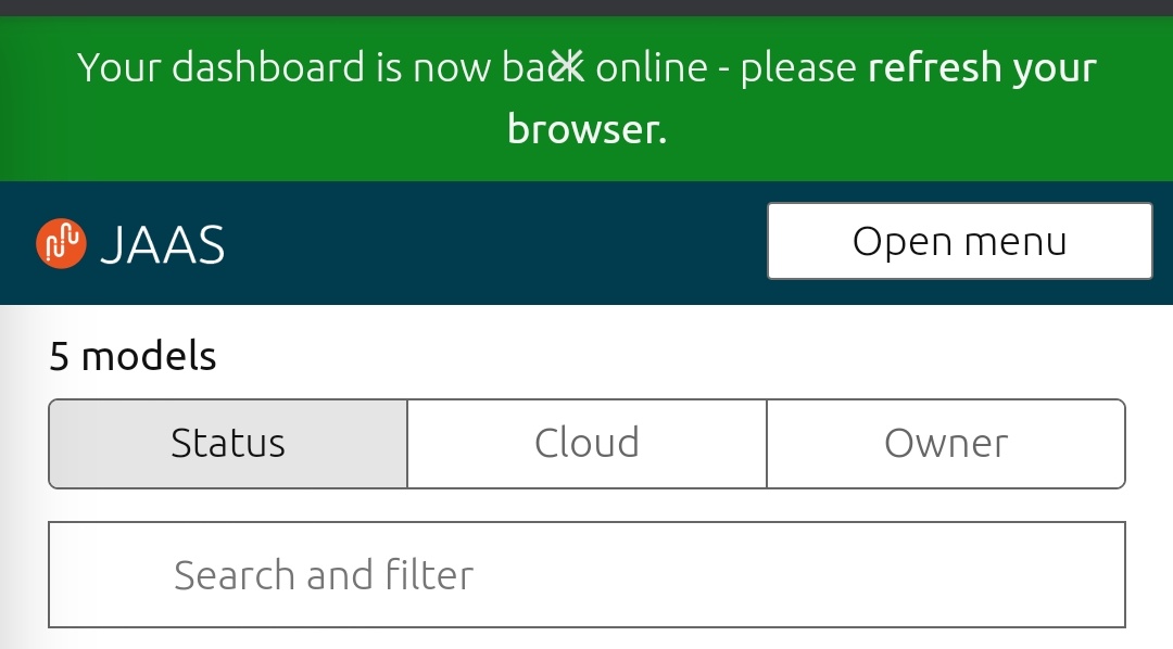 Offline close X in the wrong location · Issue #977 · canonical/juju-dashboard · GitHub
