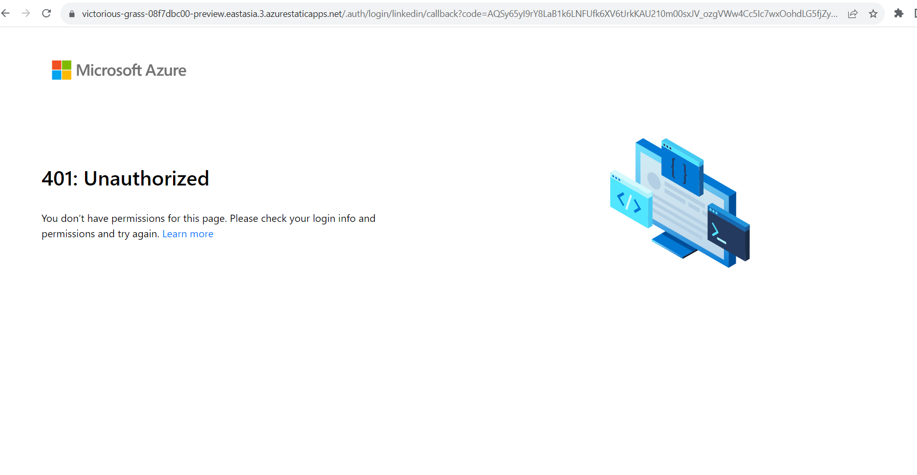 401 error on callback after using linkedin as a open id connect provider using custom ...