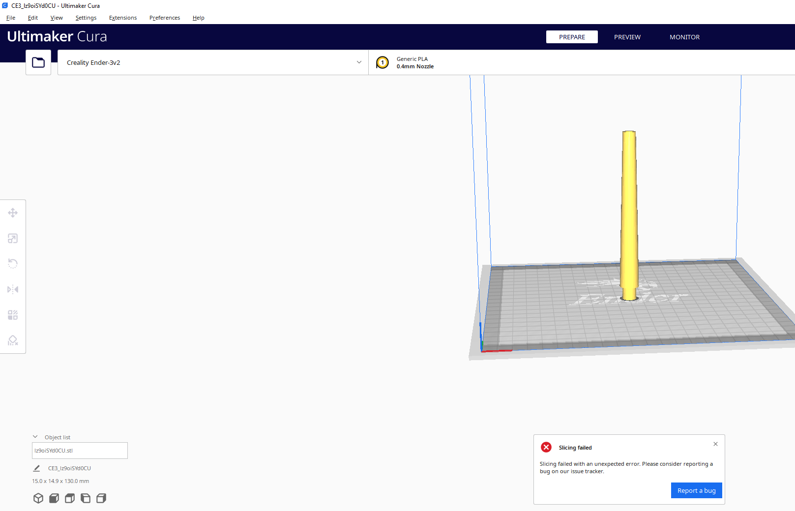 Slicing Failed · Issue 12926 · Ultimakercura · Github