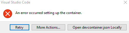 An error occurred setting up the container: tar --no-same-owner -xz --strip-components 1 ...