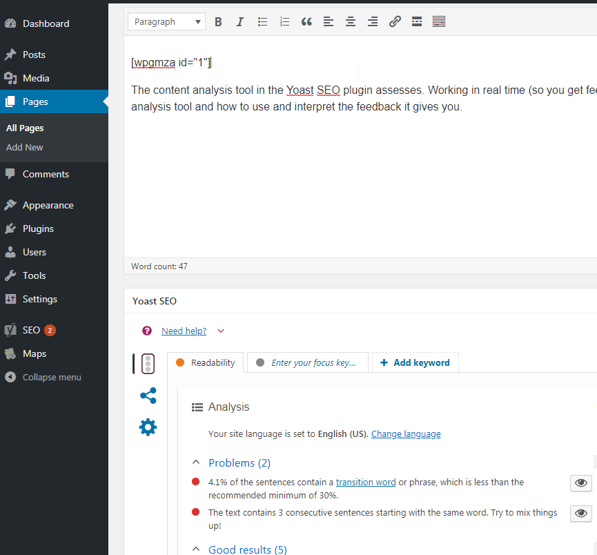 Repetitive shortcode on a page brings down readability score from green ...