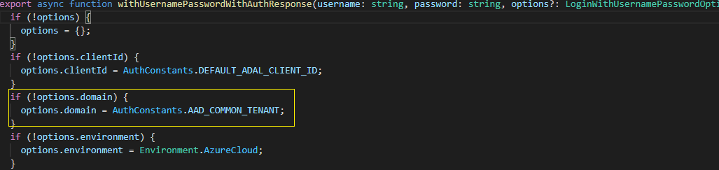 Not passing `domain` value for identifying the tenantId · Issue #1171 · tediousjs/tedious · GitHub