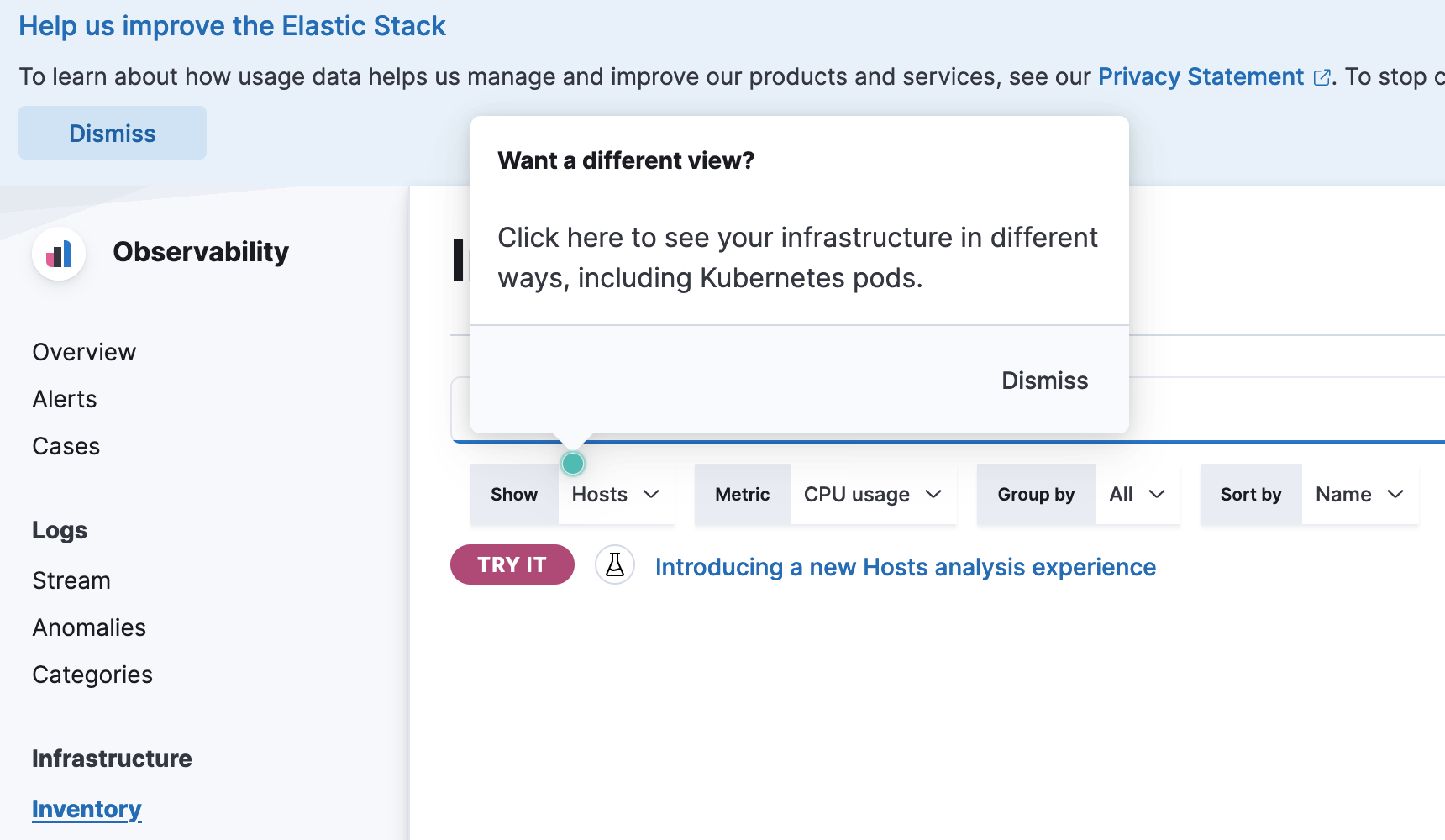 [Infrastructure UI] Inventory : Educate about 'show' button · Issue #149615 · elastic/kibana ...