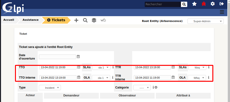 [GLPI 10] - predefined fields for TTR, TTO ignored when creating a ticket · Issue #11285 · glpi ...