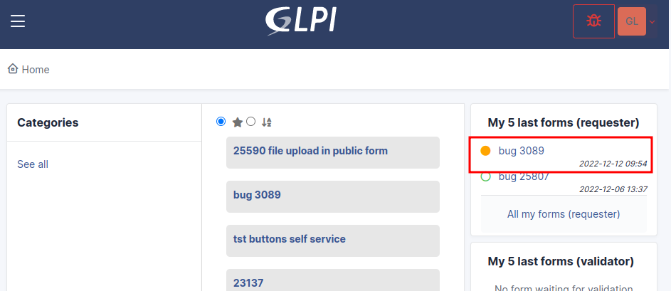 The user does not see own forms in the summary · Issue #3089 · pluginsGLPI/formcreator · GitHub