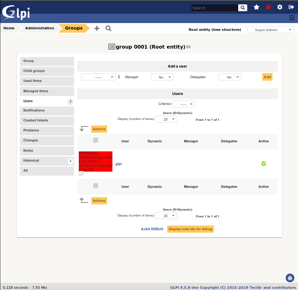 V95 Php Notice When Viewing Users In A Group · Issue 6277 · Glpi Projectglpi · Github