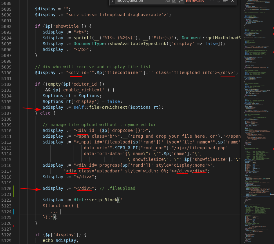 fix missing closing DIV tag when showing a file upload area for ...