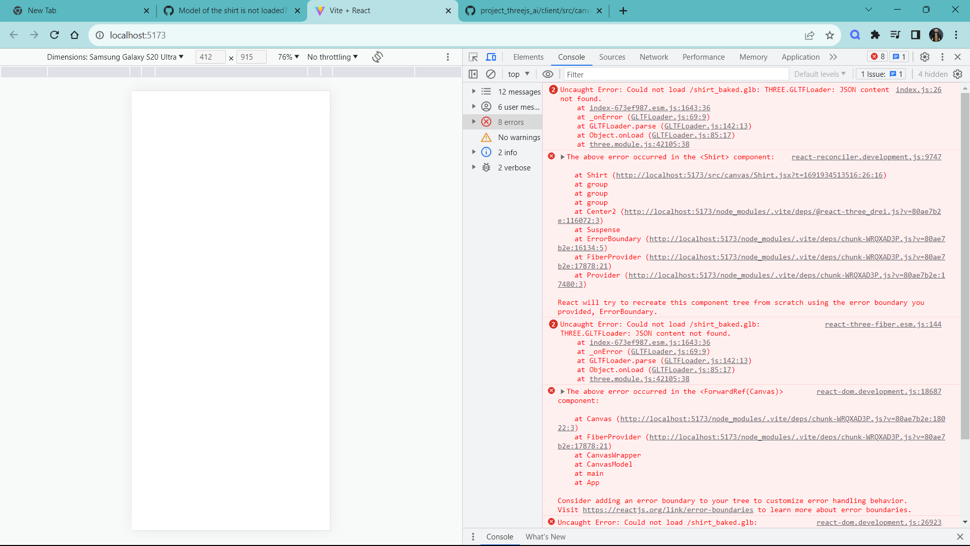 Model of the shirt is not loaded? · Issue #26 · adrianhajdin/project_threejs_ai · GitHub