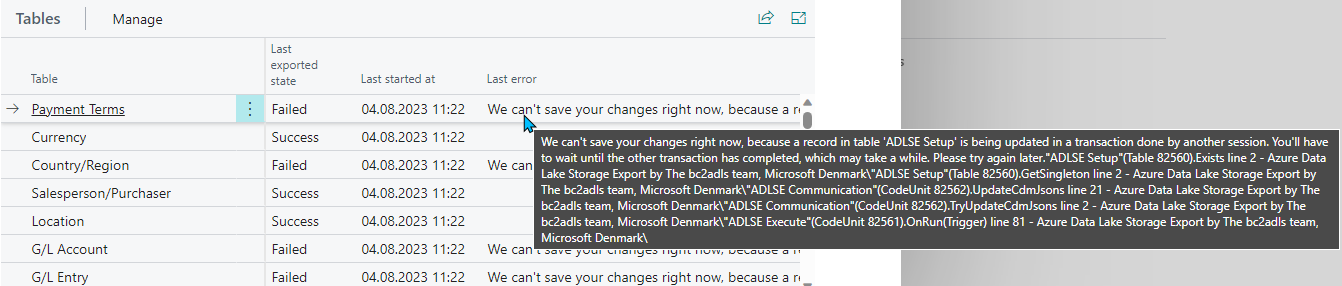 Last Expoted State Is Failed When Exporting Many Tables · Issue 128 · Microsoft Bc2adls · Github