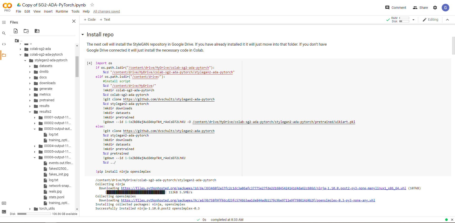 Exiting Message when trying to resume training on Colab · Issue #101 · NVlabs/stylegan2-ada ...