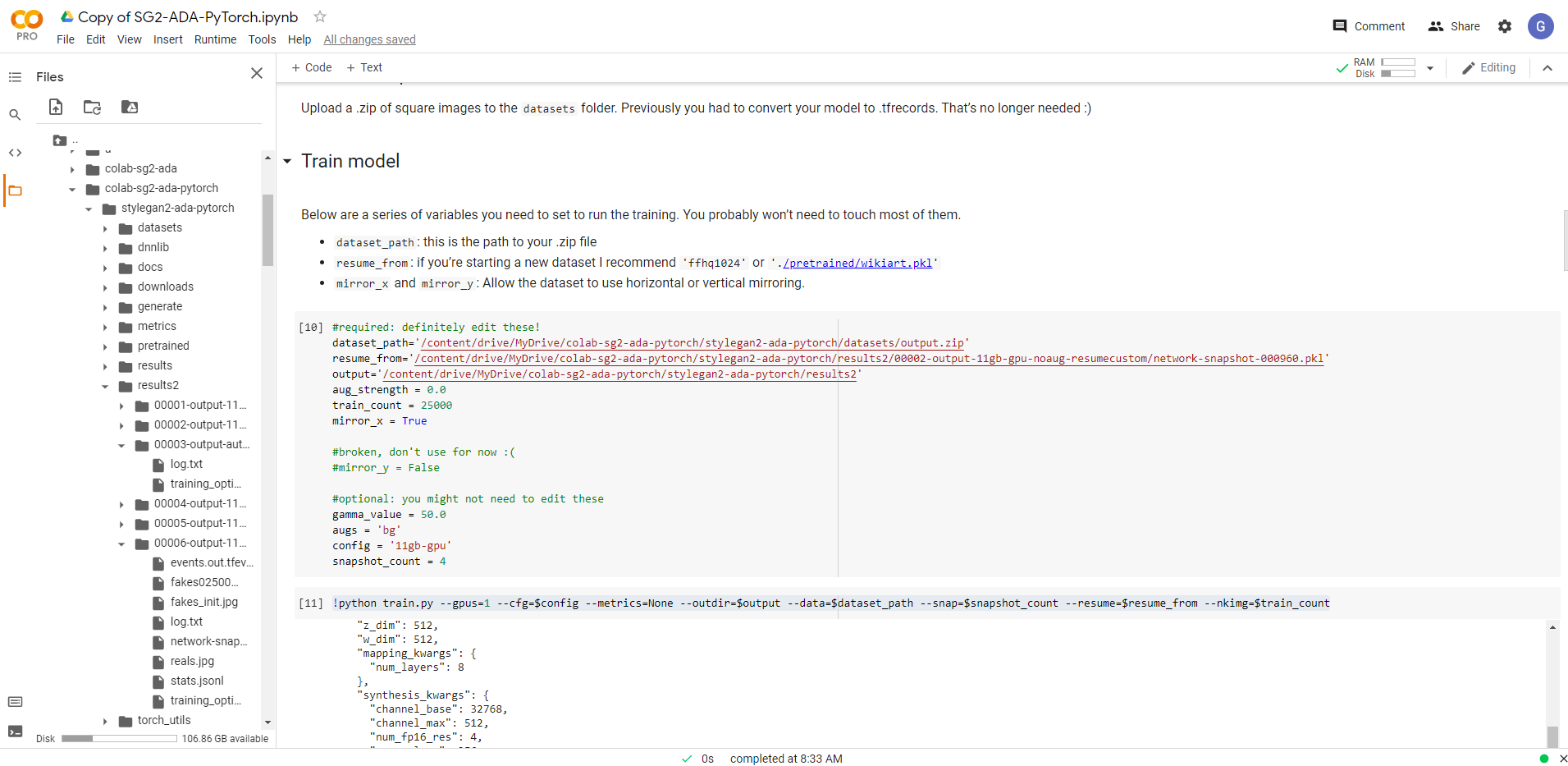 Exiting Message when trying to resume training on Colab · Issue #101 · NVlabs/stylegan2-ada ...