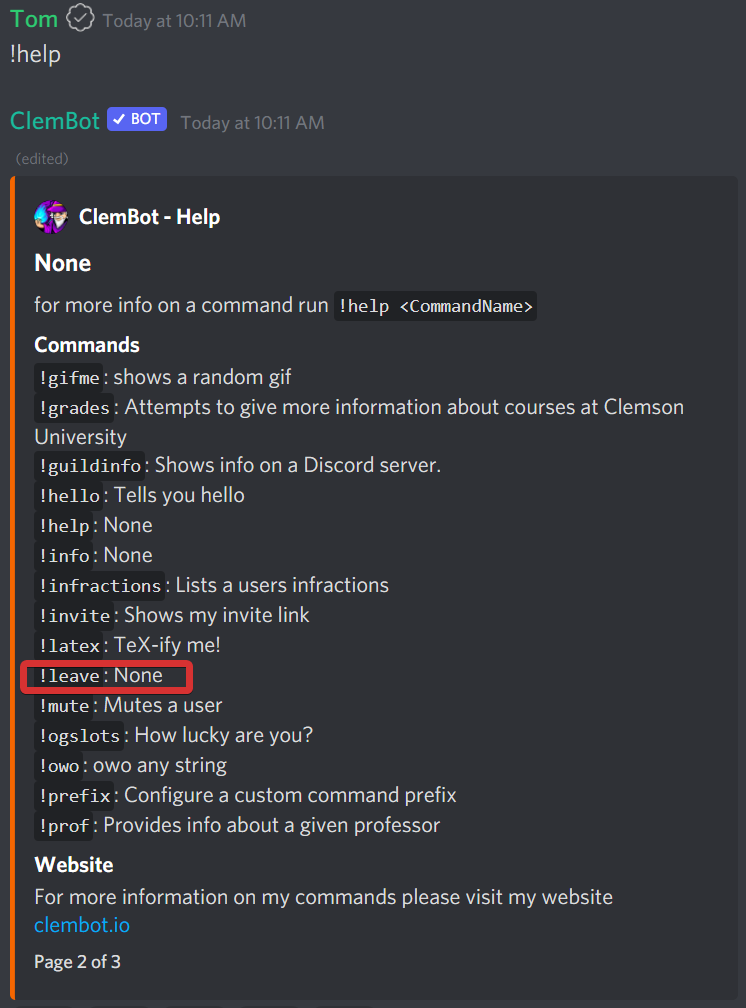 Bug: Leave Command Listed In Help List When Not Server Owner · Issue #614 · ClemBotProject ...