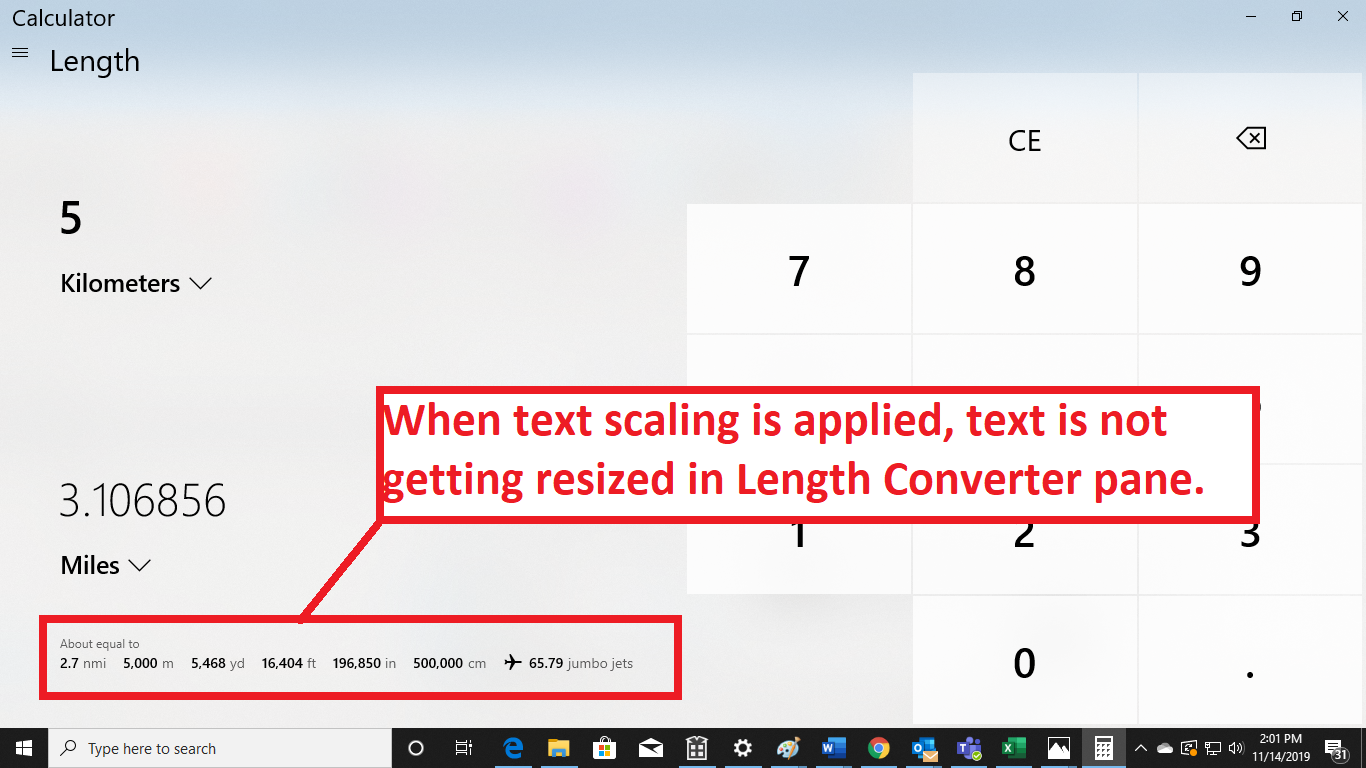 When Text Scaling Is Applied Text Is Not Getting Resized In Length Converter Pane · Issue 800