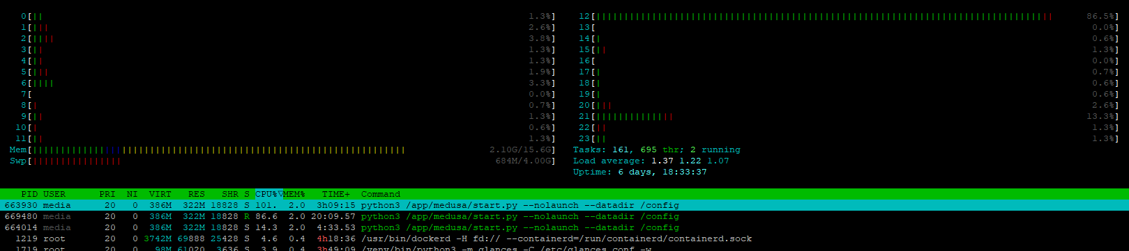 Continuous 100% CPU load while importing new shows · Issue #11445 · pymedusa/Medusa · GitHub