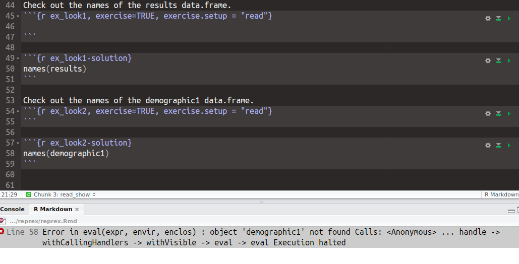 setup: error when two exercise chunks depend on one setup chunk · Issue #125 · rstudio/learnr ...