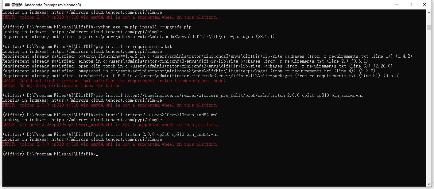 No matching distribution found for triton · Issue #31 · XPixelGroup/DiffBIR · GitHub