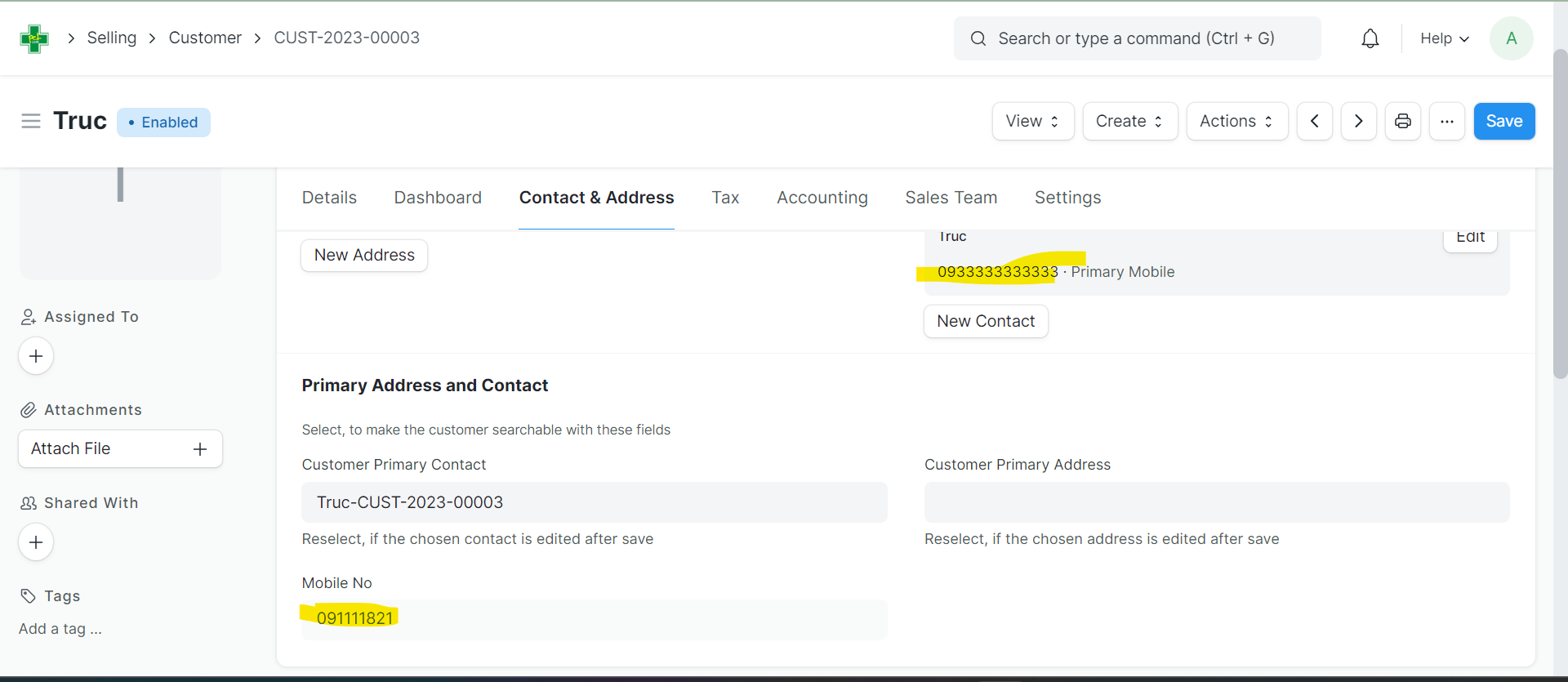 mobile phone number of Customer does not update when updating contact · Issue #37734 · frappe ...
