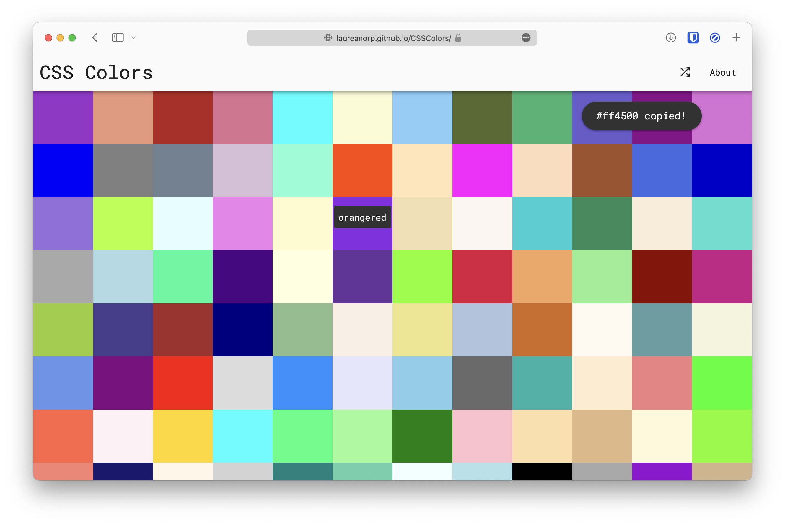 GitHub - laureanorp/CSSColors: Small code kata that loads CSS colors randomly and allows to copy ...