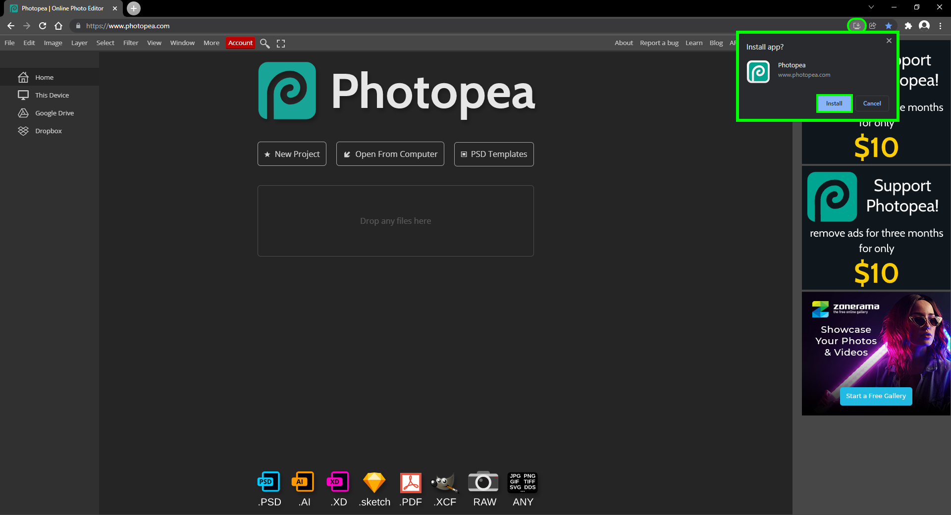 PWA issue: Set Photopea as default for opening .psd files · Issue #1901 · photopea/photopea · GitHub