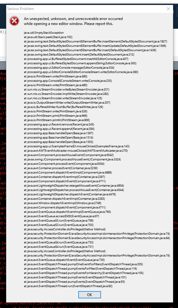 Unrecoverable empty stack exception upon opening new editor window after Beads crash · Issue ...