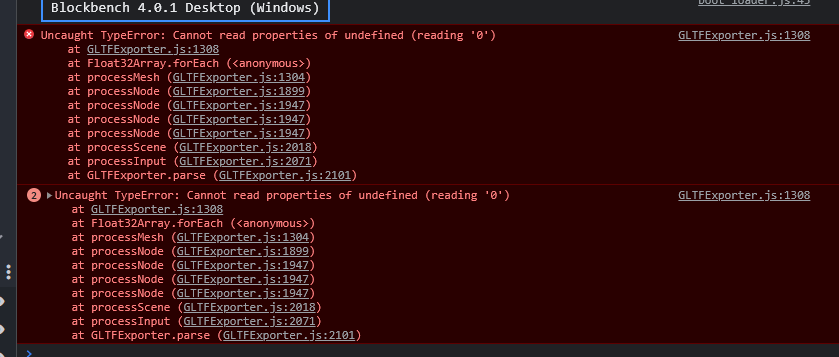 [Issue] Model becomes invisible upon glTF export, no export occurs ...