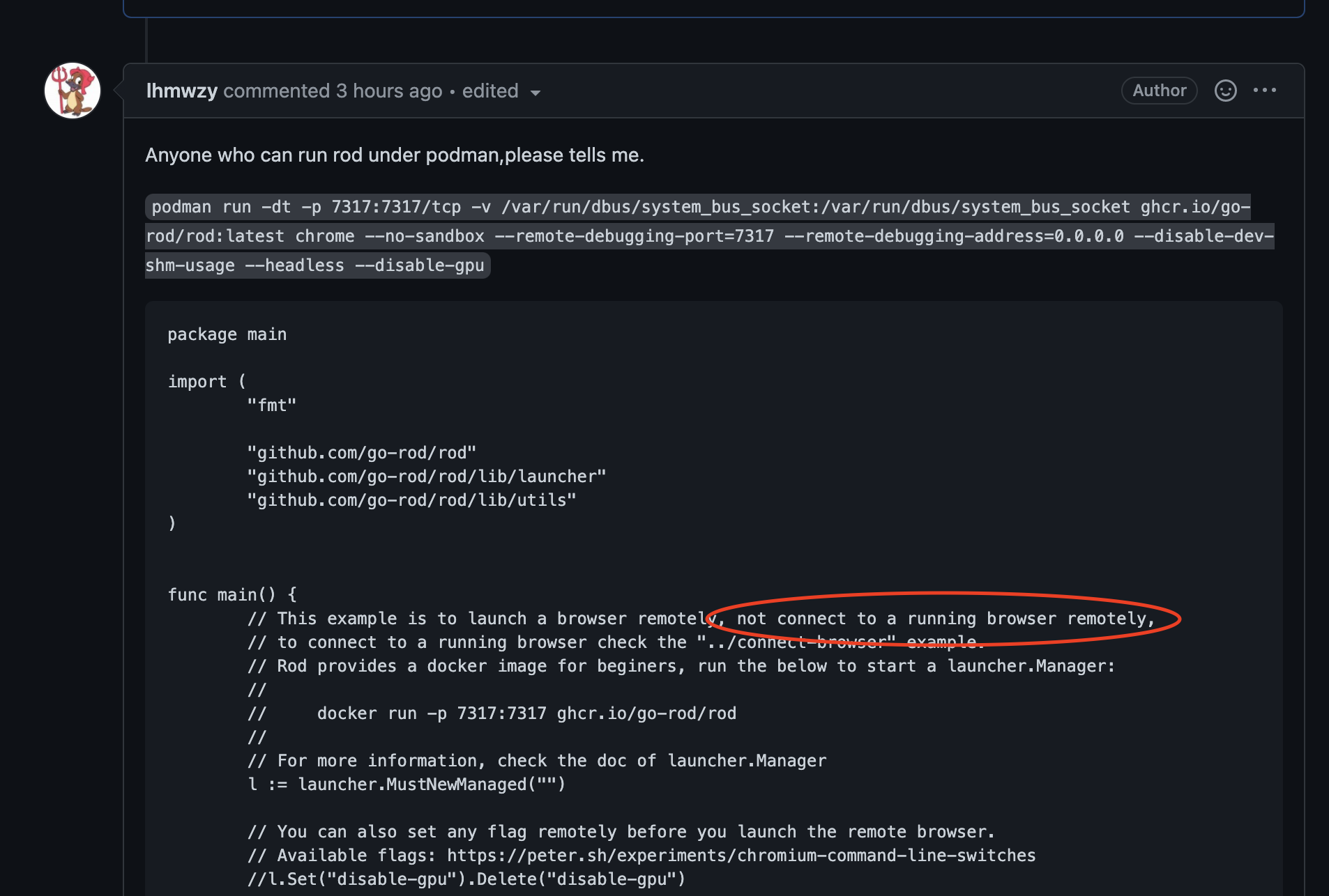 user podman run docker image issue · Issue #479 · go-rod/rod · GitHub
