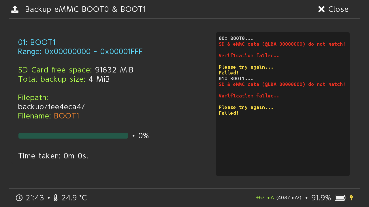 hekate v5.1.1 SD card and emmc data (@lba 00000000) do not match ...