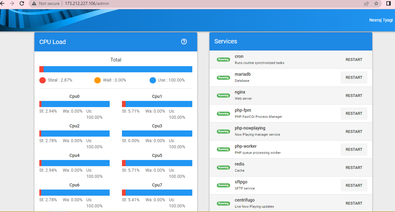 100% CPU usage on 8 Core VPS · Issue #6484 · AzuraCast/AzuraCast · GitHub