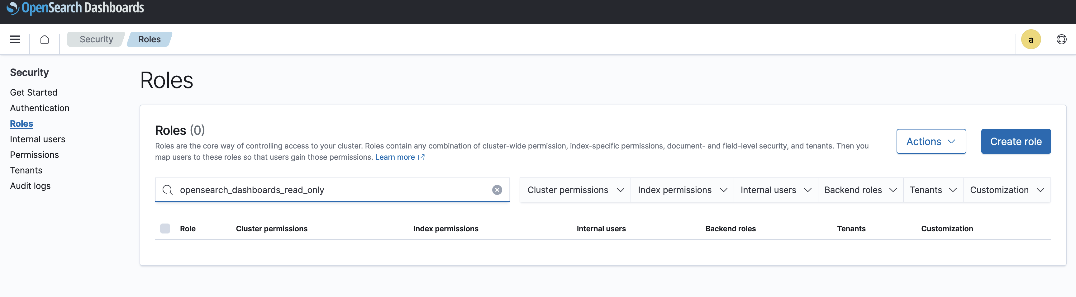Bug Not Able To See The Predefined Role In Opensearch Dashboard Role 