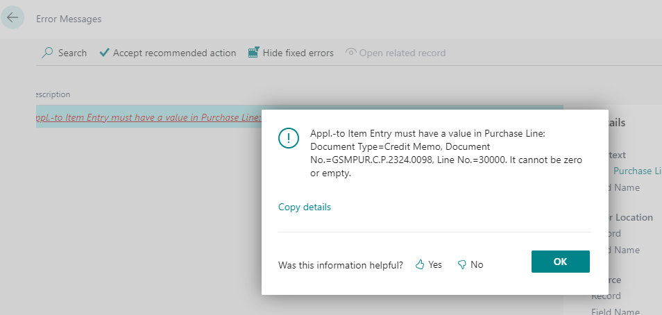 Getting error while posting Purchase Credit Memo · Issue #887 · 3ktech/General · GitHub